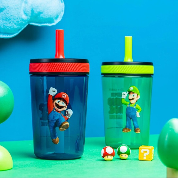 Zak Designs | Dining | Zak Nintendo Mario Bros Silicone Straw Cup Set ...